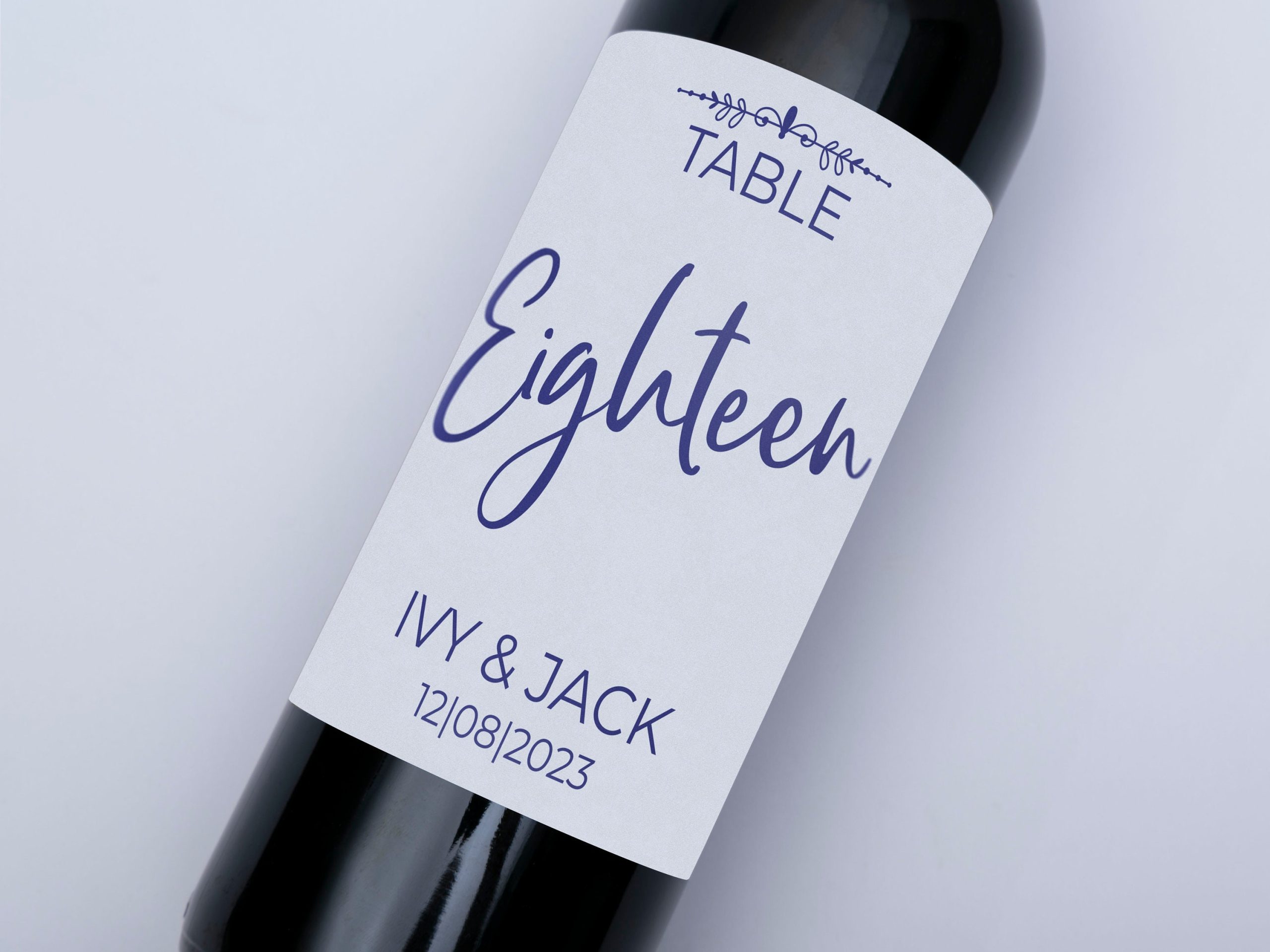 Wedding Wine Label - Table number wine bottle label, cursive written ...